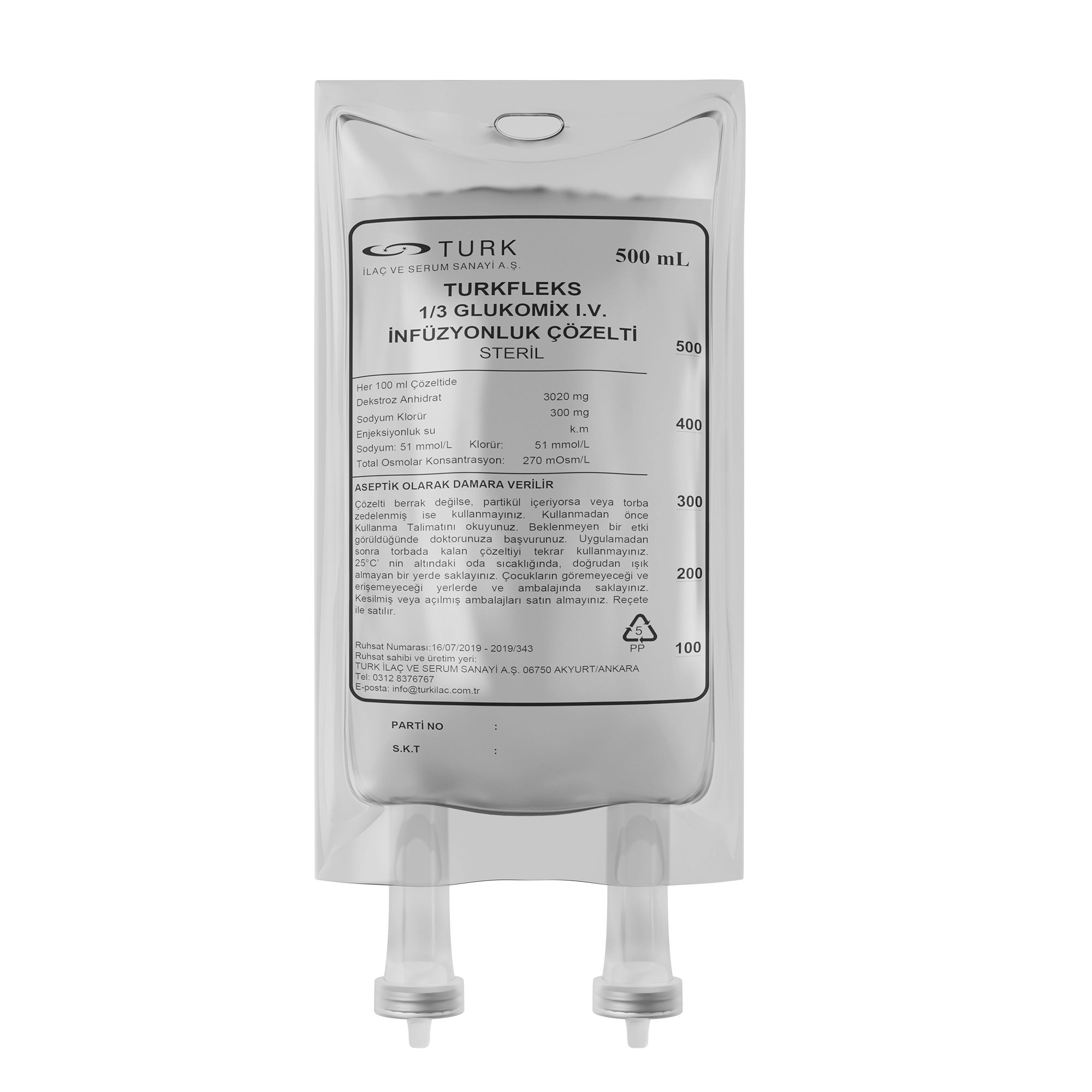 Turkfleks 1/3 Glukomix I.V. İnfüzyonluk Çözelti | Turk İlaç